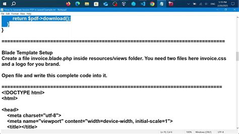 How To Generate Invoice Pdf In Laravel Dompdf Youtube