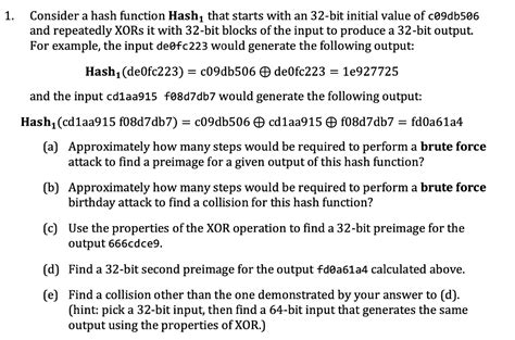 Solved 1 Consider a hash function Hashị that starts with an Chegg com
