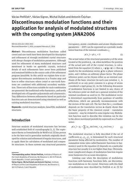 Pdf Discontinuous Modulation Functions And Their Application For Analysis Of Modulated