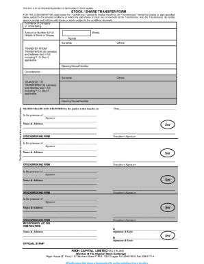 Fillable Online Stock Share Transfer Form Fax Email Print PdfFiller