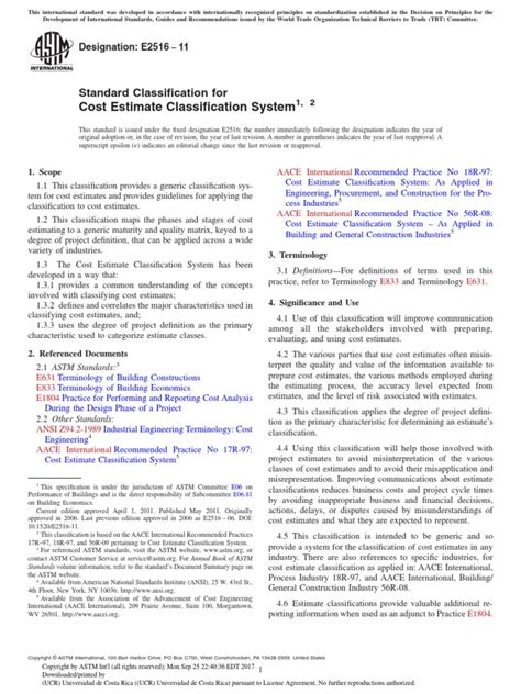 Cost Estimate Classification System Pdf Pdf
