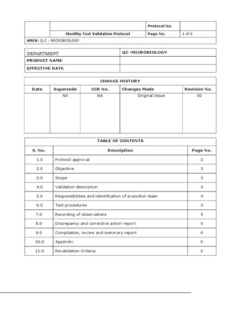 Sterility Test Validation Protocol