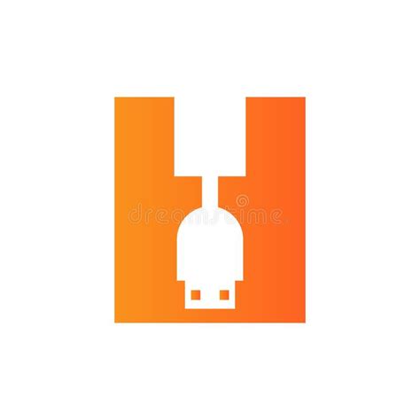 Initial Letter H Usb Symbol Design Computer Connection Usb Cable Icon Vector Stock Vector