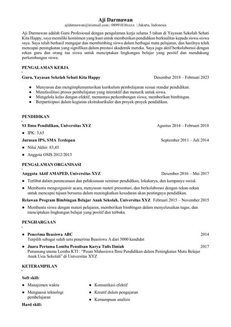 Download Template CV ATS Dengan Mudah Disini