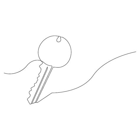 Premium Vector Continuous Single Line Lock Key Outline Vector Art Drawing