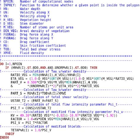 Sketch Of Fortran Code Used To Calculate The Drag Force Dragfof