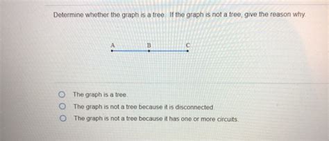 solved determine whether the graph is a tree if the graph