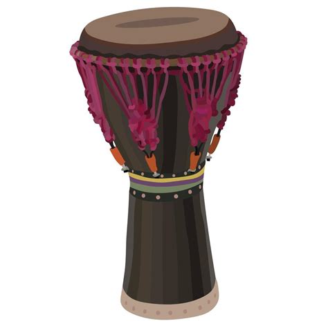 Djembe Drum African Musical Instrument Isolated Sketch Vector Rope