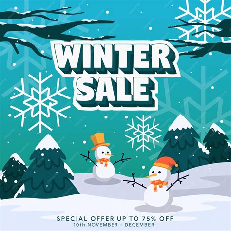 Premium Vector Social Media Winter Sale Background With Cute Snowman