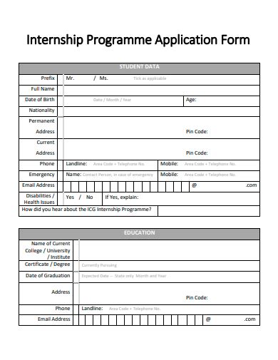 Free 20 Internship Application Samples In Pdf Ms Word
