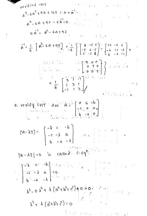 Cayley Hamilton Theorem Hand Written Notes In  Format