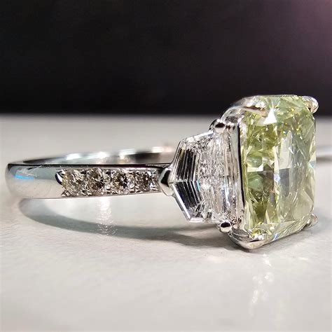 2 Carat Gia Green Diamond Three Stone Ring For Sale At 1stdibs Green