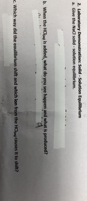 Solved Solid Solution Equilibrium A Give The Nacl