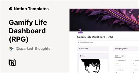 Gamify Life Dashboard Rpg Template By Sparked Thoughts Notion Marketplace