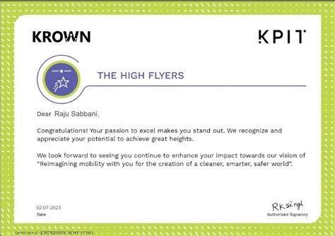 Raju Sabbani On Linkedin Thankyou Kpit Krown Highflyers 11 Comments