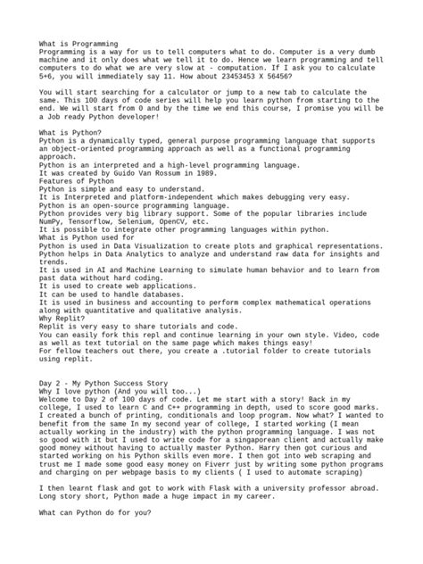 Python 100 Days Course Pdf Pdf Computer Programming Python Programming Language