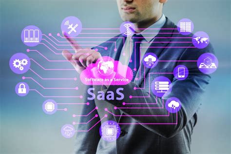 Software As A Service SaaS Concept With Businessman Stock Photo Image Of Button Businessman