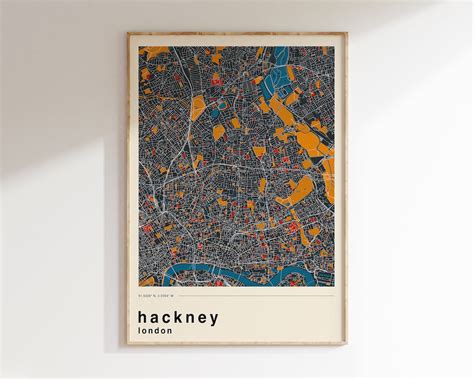 Hackney Map Print Hackney Map Poster Hackney London Map Wall Art Map