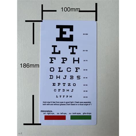 Optometry Power Card Standard Logarithmic Visual Chart Ophthalmic