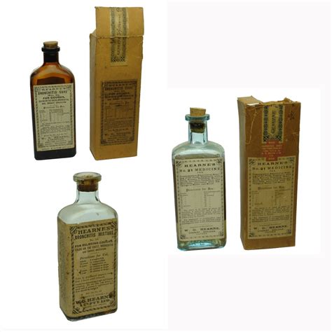 Three Cures Hearnes Bronchitis Cure No 21 Medicine And Bronchitis Mixture Original Boxes