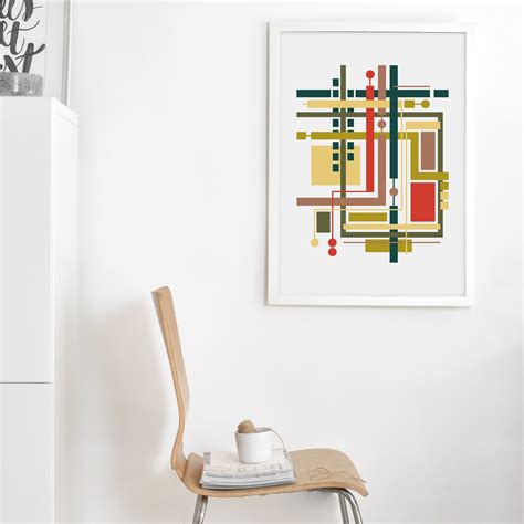 Abstract Circuit Art Print DIGITAL DOWNLOAD Geometric Poster Etsy