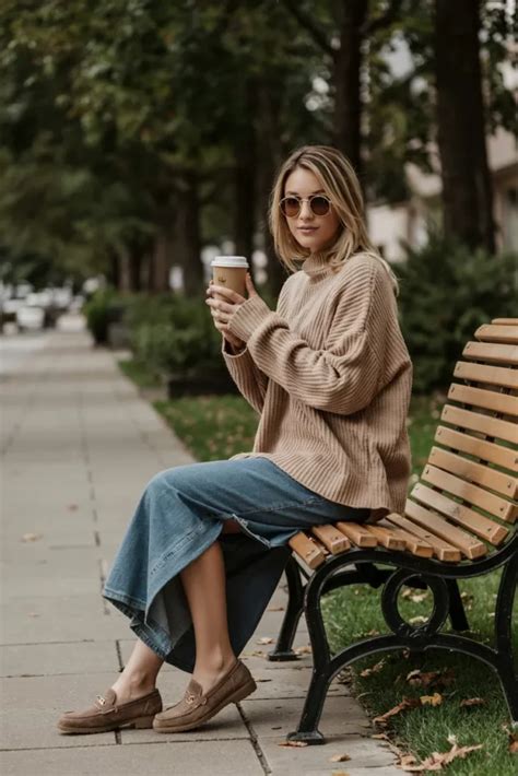 30 Stylish Loafer And Jean Skirt Outfits For A Cool Effortless Look