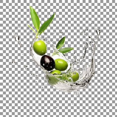 Premium Psd Fresh Olive With Splash And Leaf