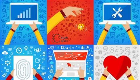 وکتور المان های کامپیوتری برای طراحی اینفوگرافیک Infographics ایران جی اف ایکس