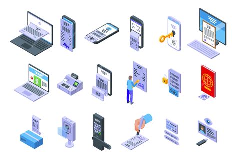 Premium Vector Handwriting Identification Icons Set Isometric Vector Access Approve