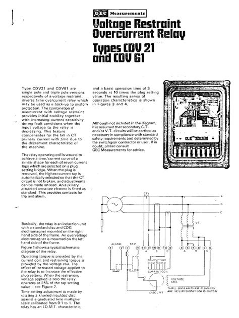 Gec Overcurrent Relay Tyoes Cdv 21 Pdf Relay Transformer