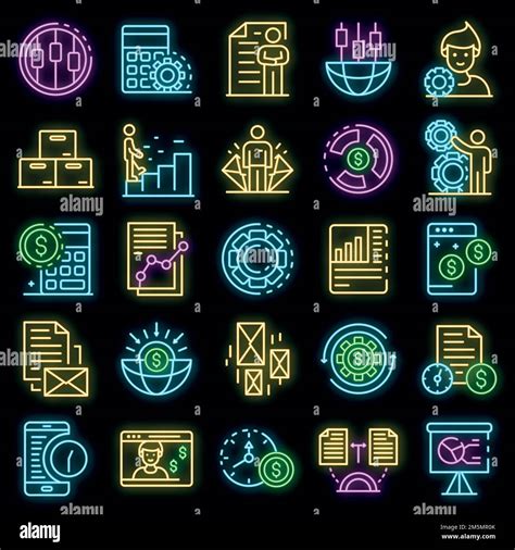 Estimator Icons Set Outline Set Of Estimator Vector Icons Neon Color On Black Stock Vector