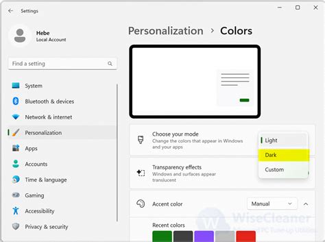 3 Ways To Enable Dark Mode On Windows 11 Wisecleaner