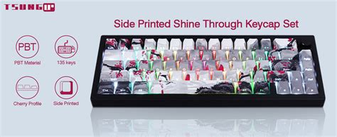 Tsungup Pbt Keycaps Side Printed Keycap Set 135 Keys Double Shot Shine Through
