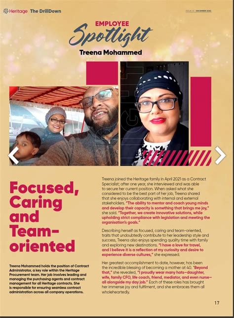 Heritage Drilldown Magazine Feature Treena Nadia Mohammed Mcips