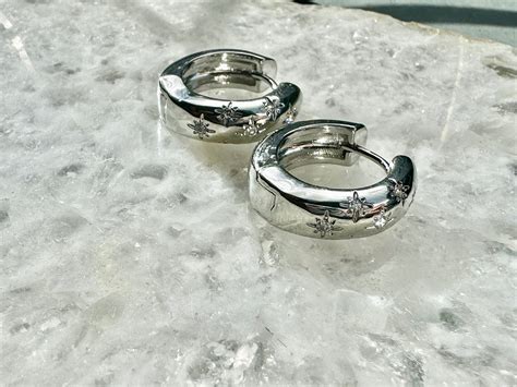 Stunning Real Platinum Silver Plated Medium Chubby Thick Sun Etched Cz