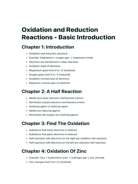 Oxidation And Reduction Reactions Basic Introduction Knowt Pdf Redox Chemical Reactions