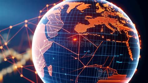 3d Vibrant Depiction Globe Glowing With Digital Connectivity Showcasing Interconnected Networks