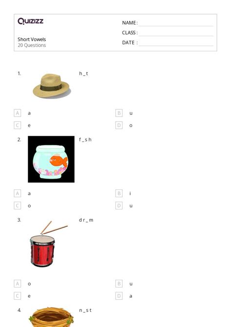 50 Short Vowels Worksheets For 1st Grade On Quizizz Free And Printable