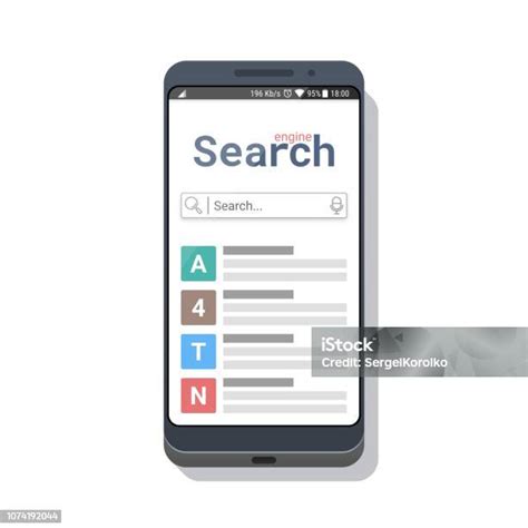 검색 응용 프로그램 서식 파일 또는 검색 필드와 음성 아이콘 입력 모바일 웹 브라우저와 스마트폰 검색 엔진에 대 한 웹 페이지 디자인입니다 벡터 일러스트 레이 션 개념에