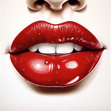 Juicy Red Lips Illustration On White Background Beautiful Woman S Open
