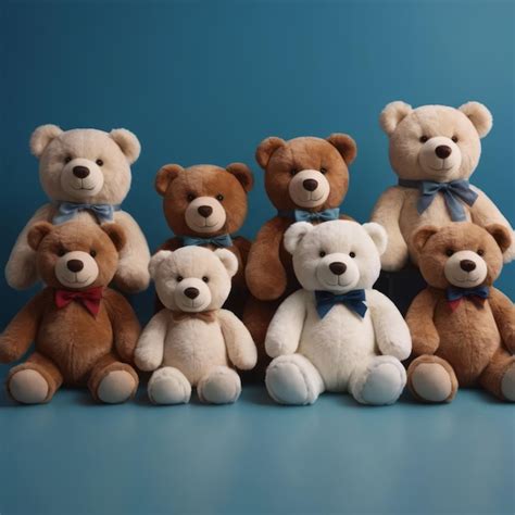 Premium Photo A Group Of Teddy Bears With A Bow Tie On Their Neck