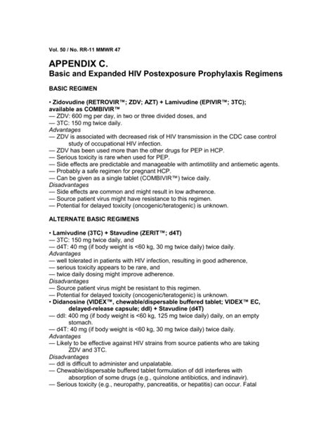 Hiv Post Exposure Prophylaxis Regimens