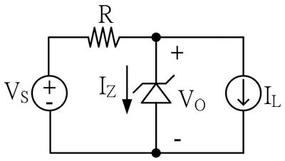 右圖使用齊納二極體Zener Diode製作穩壓電路齊納二極體在20mA時Vz12Vrz10ΩVS在20V和25V之間變動