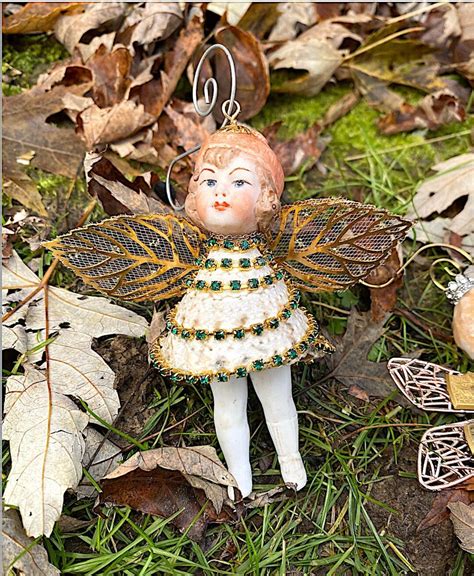 Christmas Angel Assemblage Ornament Vintage Porcelain With Turbo