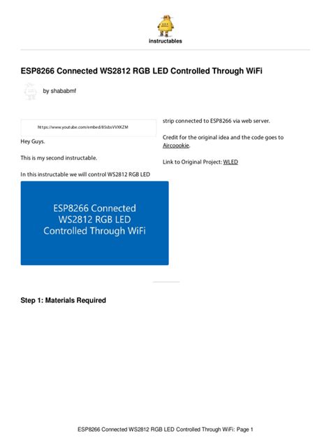 Esp8266 Connected Ws2812 Rgb Led Controlled Throug Pdf