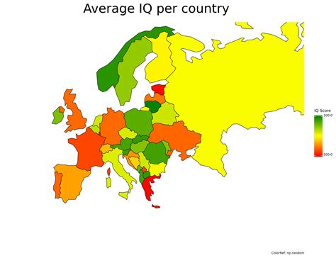Genomsnittligt IQ per land i Europa, baserad på riktig data. : r/unket