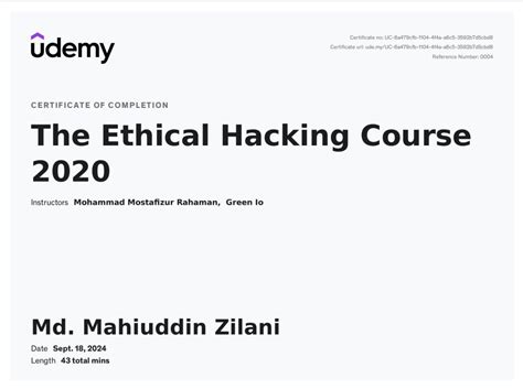 Completed Ethical Hacking Course On Udemy Md Mahiuddin Zilani Posted On The Topic Linkedin
