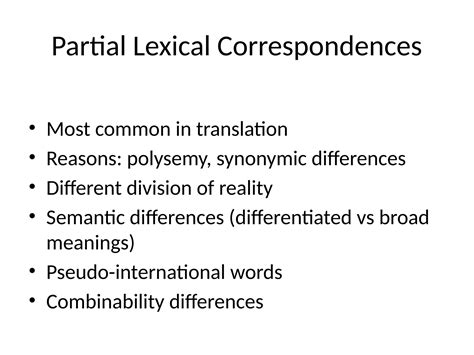 Lecture3lexicalproblems Complete Partial And Absence Of Lexical Correspondences Pptx