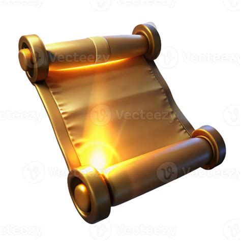 Wonderful Traditional Glowing Golden Scroll 3d Render Exclusive