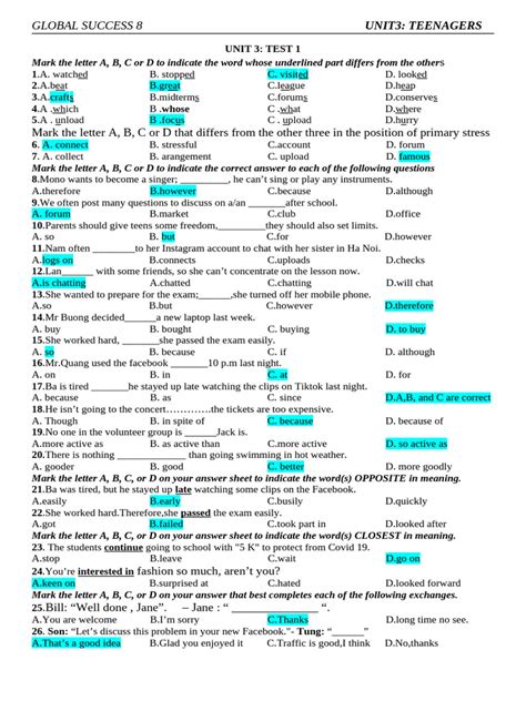 key unit 3 practice test pdf